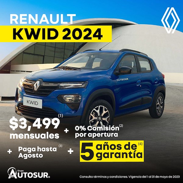 Renault Kwid 2024 Desde $3,499 mensuales