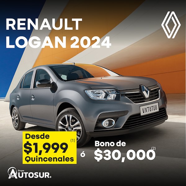 Renault Logan 2024 desde $1,999 quincenales ó Bono de $30,000 pesos
